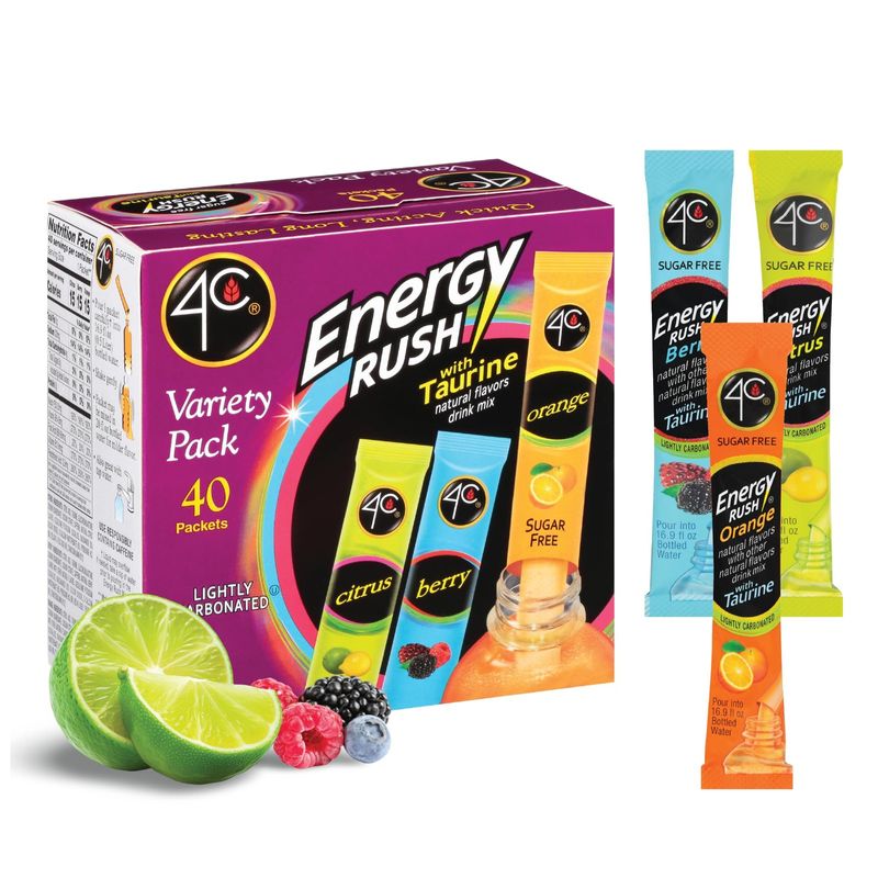 Energy Rush Stix Variety 1 Pack 40 Count Single Serve Water Flavoring ...