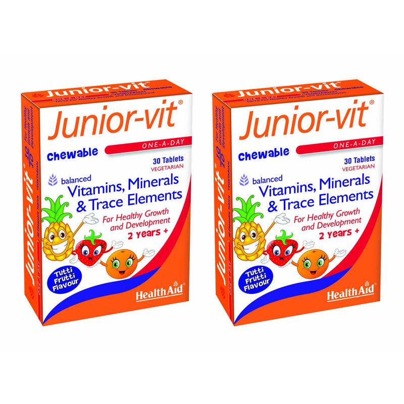 HealthAid Junior-VIT Chewable Multivitamins Pack of 2 x 30 Vegetarian ...