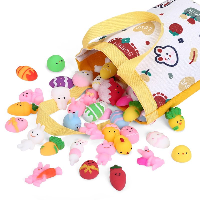GWHOLE 50 Pieces Squishy Kawaii Set Easter Mini Mochi Squishy Easter ...