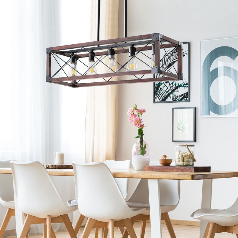 32" Farmhouse Chandelier Redwood 5 Lights Ceiling Light Pendant Lamp ...