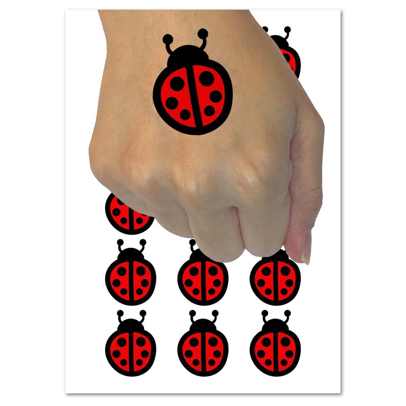Cartoony Ladybug Temporary Tattoo Water Resistant Fake Body Art Set ...