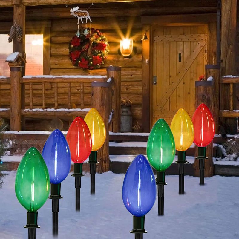 Christmas Lights Jumbo C9 Outdoor Lawn Decorations with Pathway Marker ...