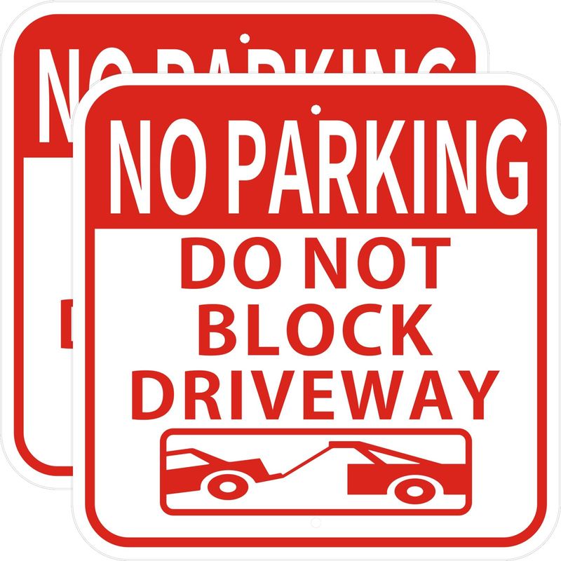 No Parking Do Not Block Driveway Sign, (2 Pack) 12 x 12 Inches Rust ...