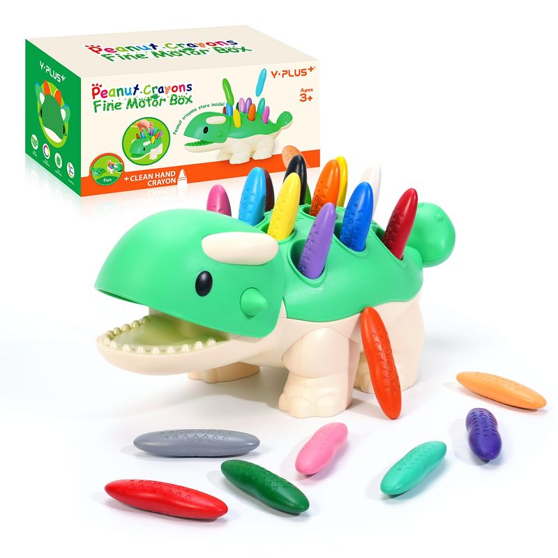 YPLUS Dinosaur Toys with Peanut Crayons, Montessori Sensory Fine Motor ...