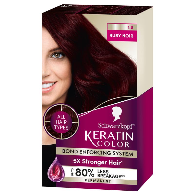 Schwarzkopf Keratin Color Permanent Hair Color, 1.8 Ruby Noir, 1 Application - Salon Inspired ...