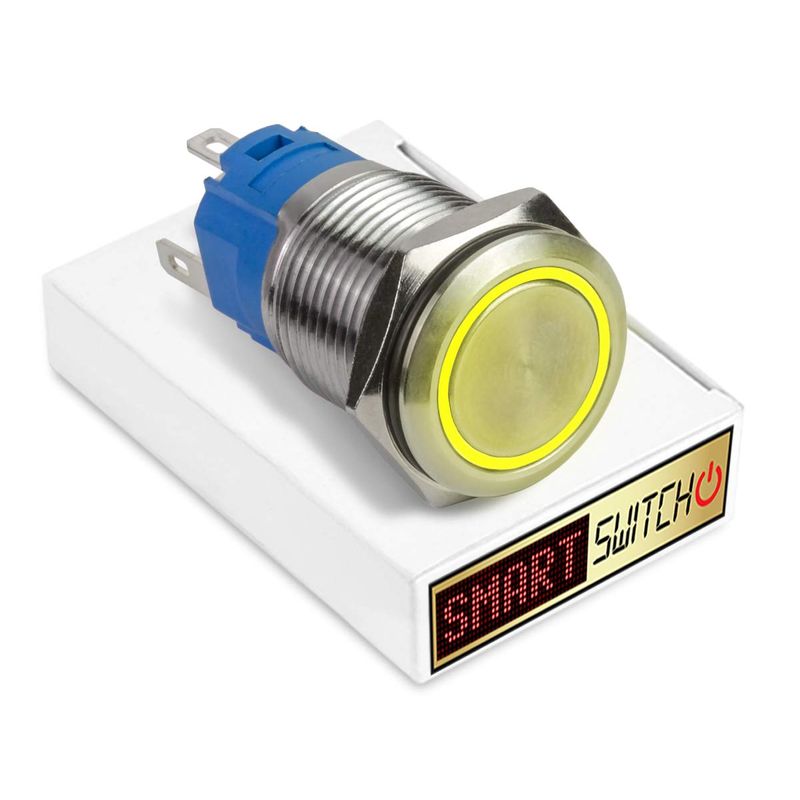 SmartSwitch Angel Eye 22mm Halo Momentary Push Button Switch 12V Yellow ...
