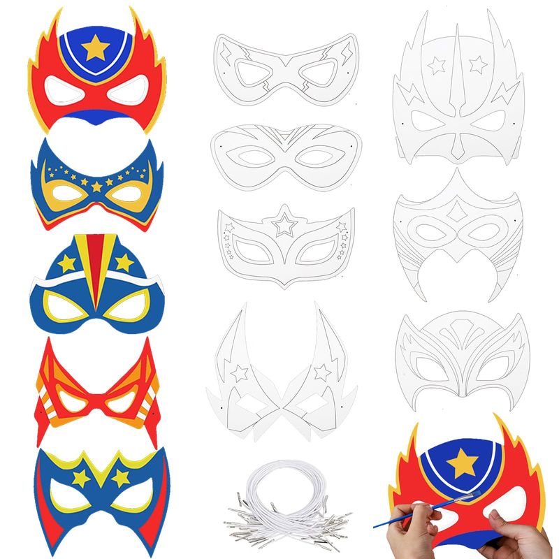 Superhero Masks for Kids Party, 12 Pcs Superhero Colour-In Mask DIY ...
