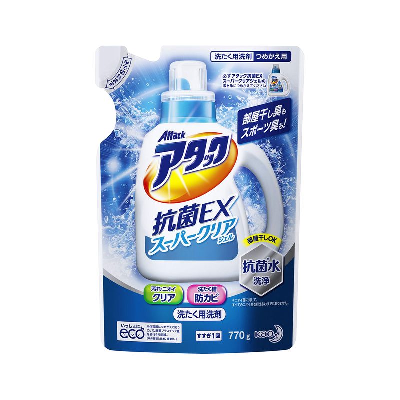 Attack Washing Detergent Liquid, Antibacterial EX Super Clear Gel ...