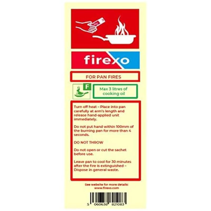 Firexo Sign for Pan Fire Extinguishing Sachet - Photo-Luminescent Fire ...