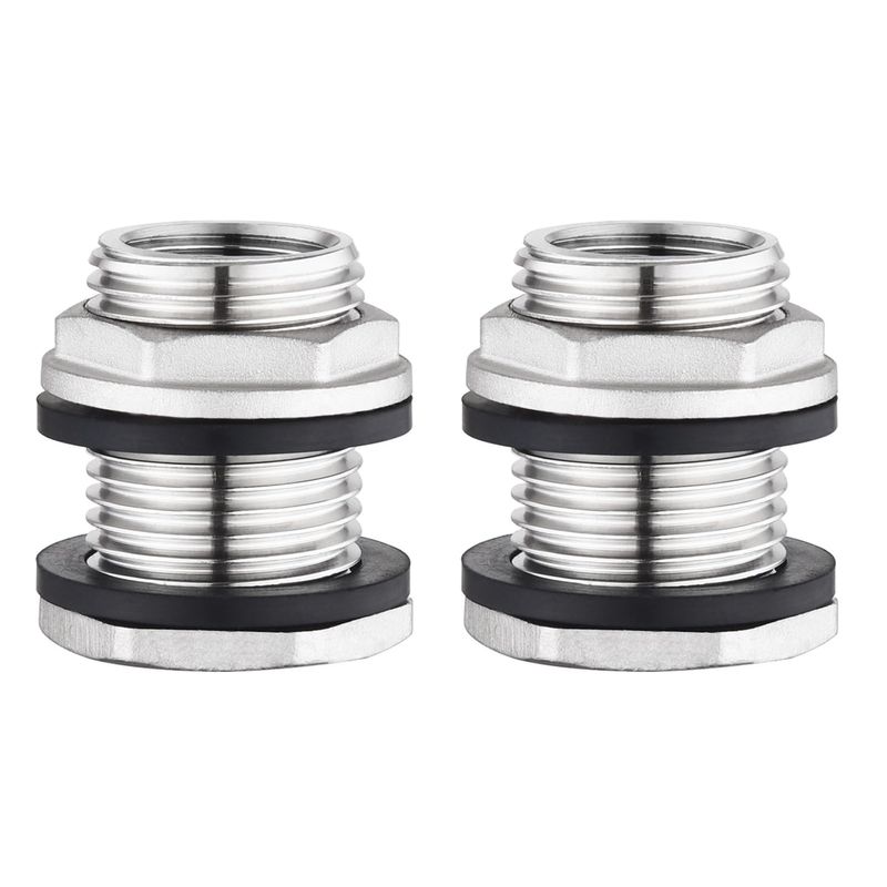 Carvedexquisitely Stainless Steel 304 Tank Bulkhead Fitting With 2 ...