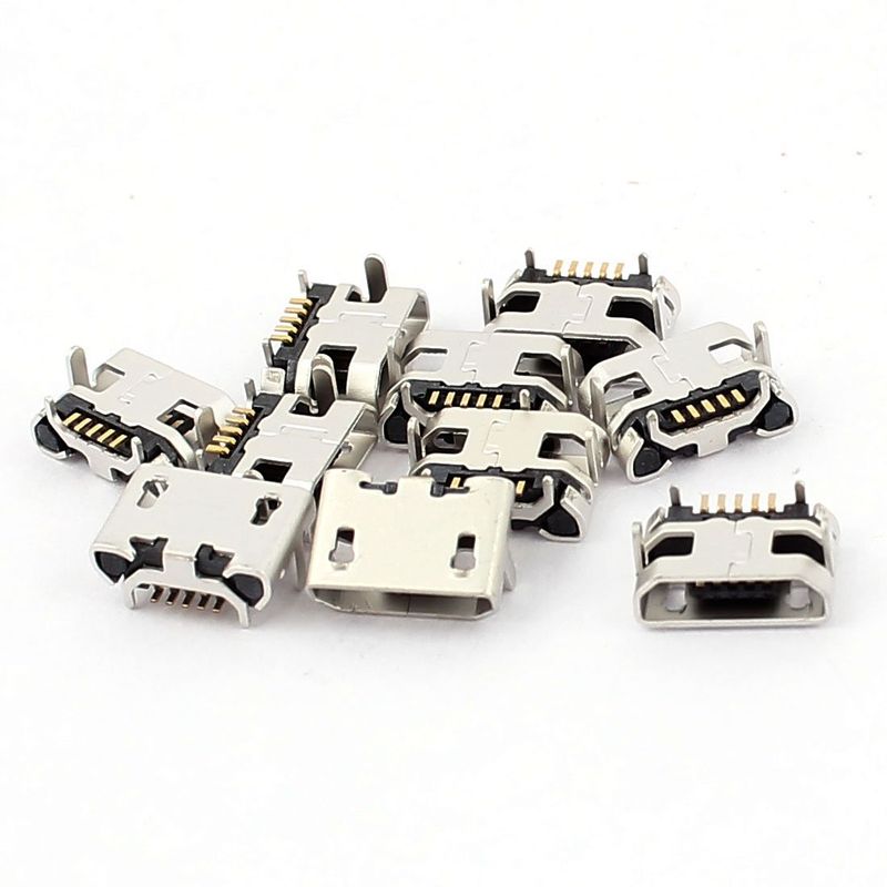 sourcingmap 10 Pcs 5 Pin PCB Mount Micro B USB Female SMT Connector ...