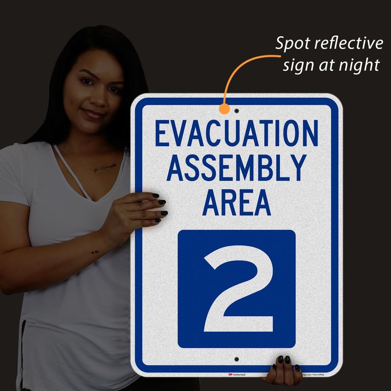 SmartSign 24 x 18 inch “Evacuation Assembly Area 2” Metal Sign, 80 mil ...