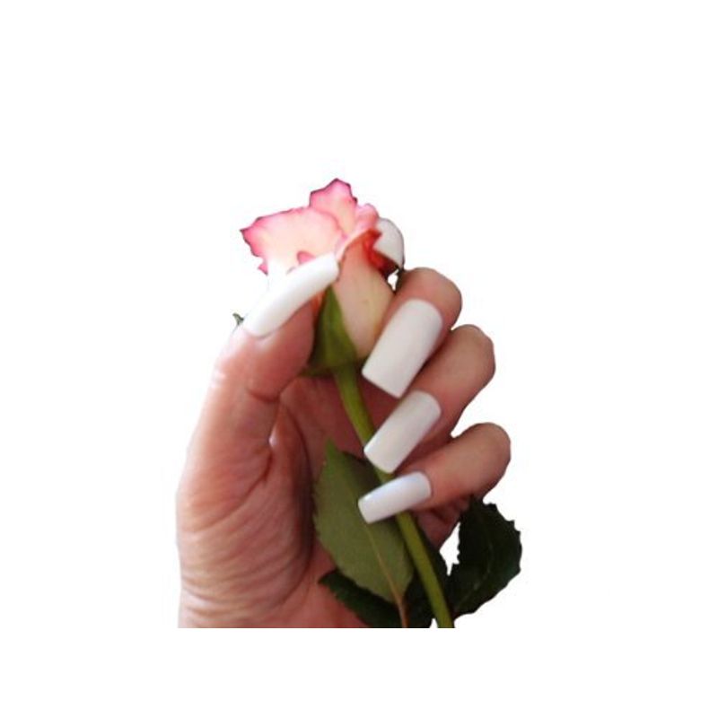 Nadeco Quality Long White Full Cover False Nails from Pink-Candy - 500 ...