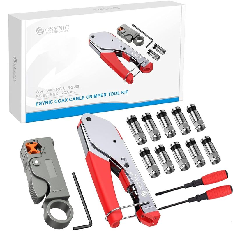 eSynic Professional F-Type Compression Crimping Tool Coax Crimping Tool ...