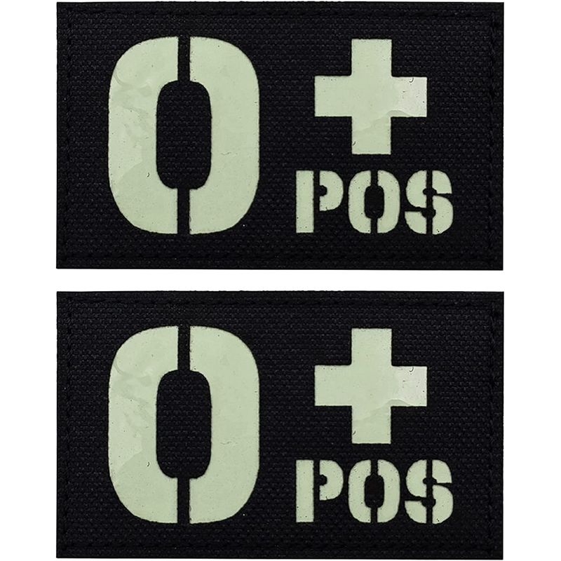 Glowing Dark Tactical Blood Type Patches O+ Positive POS Bluttyp Group ...