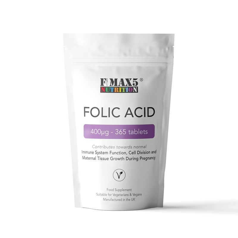 Folic Acid Tablets 400µg - 365 Vegan Vitamin B9 Tablets - 12 Month ...