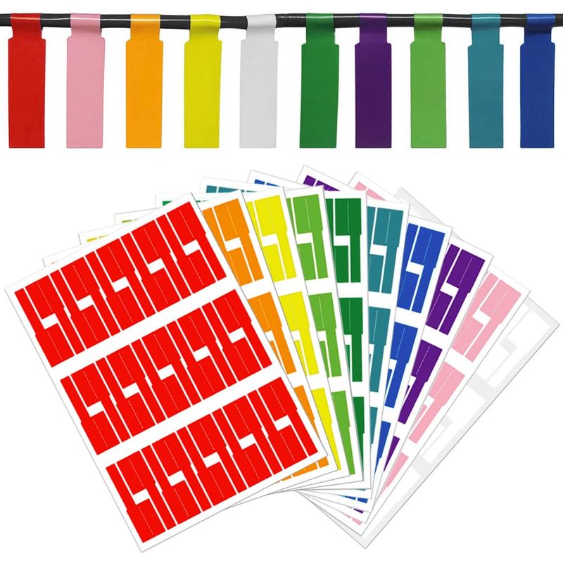 Cable Labels, 300 Pieces, 10 Colors, Waterproof, Oil-proof, Marking ...