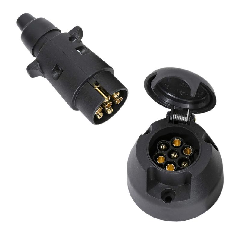TAEUYYM 7 Pin Trailer Plug and 7 Pin Trailer Socket, 12V 7 Pin Trailer ...