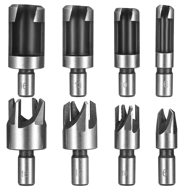 8 Pcs Wood Plug Cutter Set, Standard Wood Dowel Holes Plugs Cutters ...