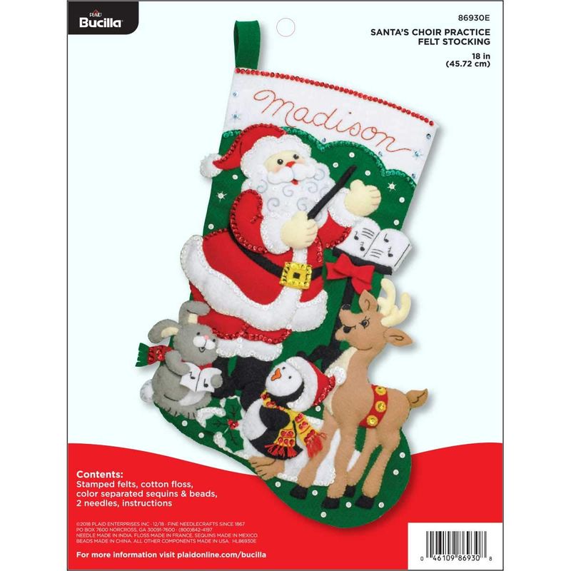 Bucilla Felt Applique Stocking Kit Santa Choir Practice, 18" - Online ...