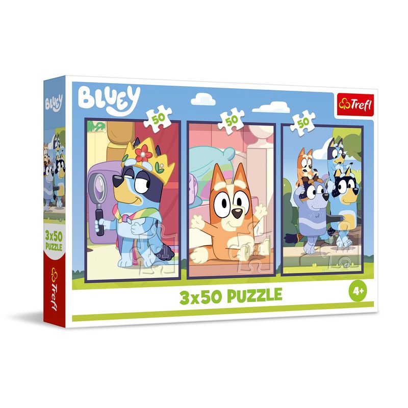 Trefl 3-in-1 Puzzle: Bluey, Bluey Family - 3 x 50 Pieces, 3 Puzzle Set ...