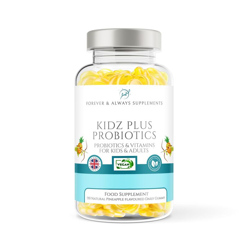 Probiotic Gummies for Kids & Adults - 150 x Natural Pineapple Flavoured ...