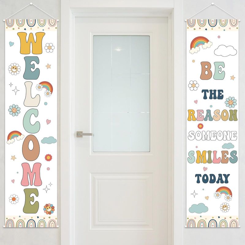 2PCS Boho Welcome Banner, Classroom Door Decorations, Back to School ...