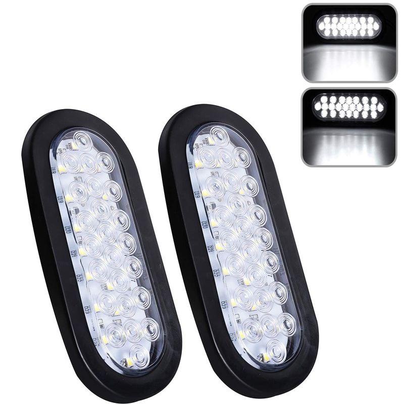 NPAUTO 2Pcs 6" Oval LED Trailer Lights 24 White LED Reverse Backup Lights Waterproof Trailer ...