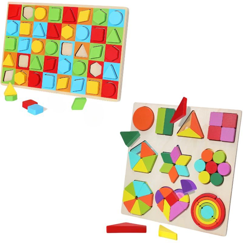 LIVIA 2 Piece Wooden Puzzle, Color Recognition, Children's Toy, Early ...
