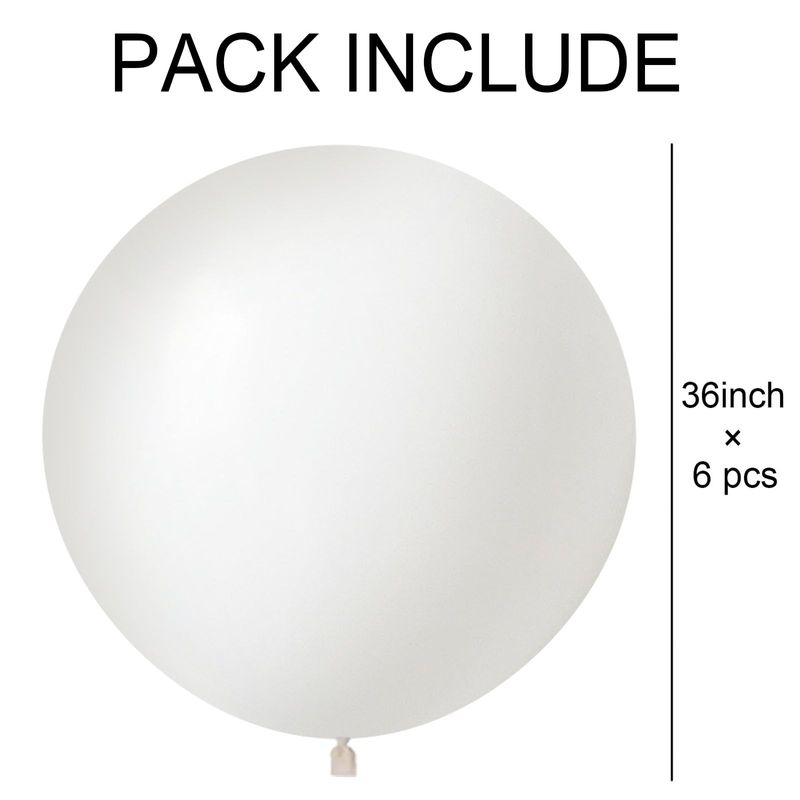 Pack of 6 Giant Balloons, White, Large, Extra Large Balloons, XL, 90 cm ...