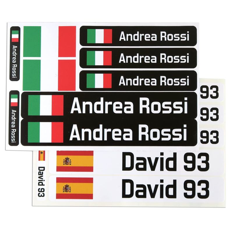 Padel Racket Name. 9 Stickers with Flag and Personalised Name for ...