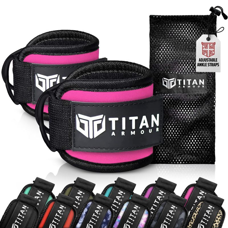 Titan Armour® Ankle Straps for Cable Machines | Gym Cuffs w/Heavy-Duty ...
