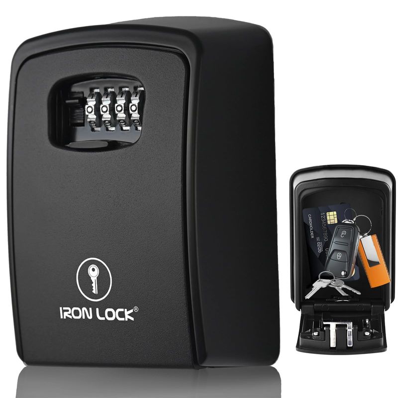 Iron Lock® XXL Wall Mount Key Lock Box for Keys 4 Digit Combination ...