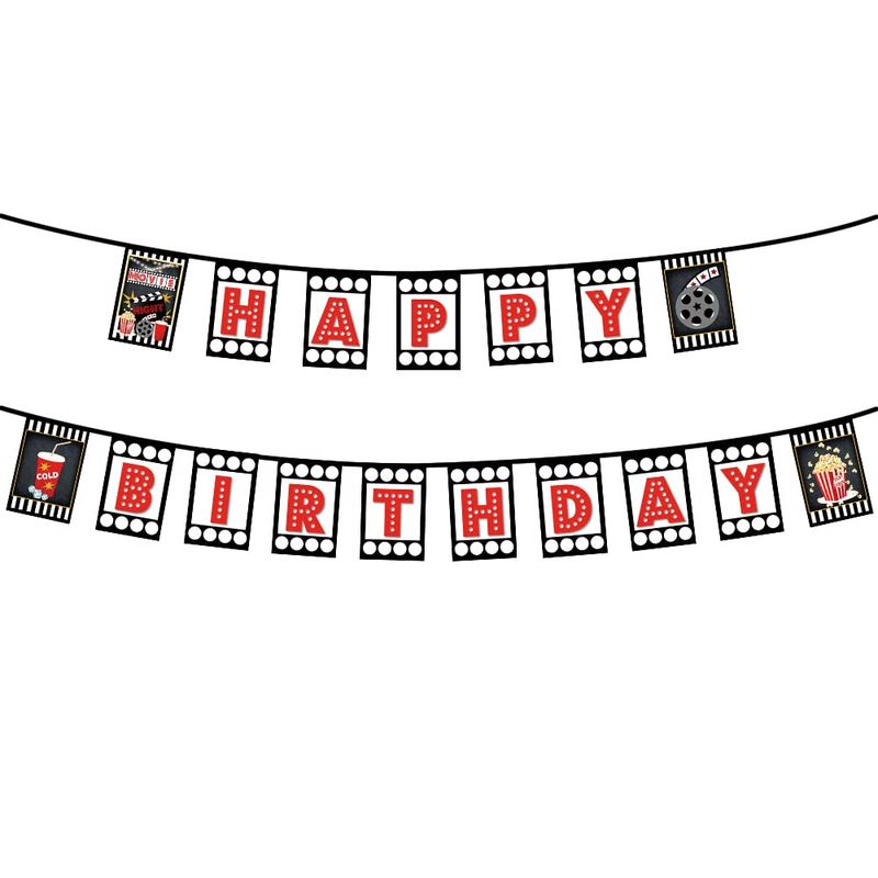 Happy Birthday Bunting Birthday Party Banner?Movie?Buff Birthday Party ...
