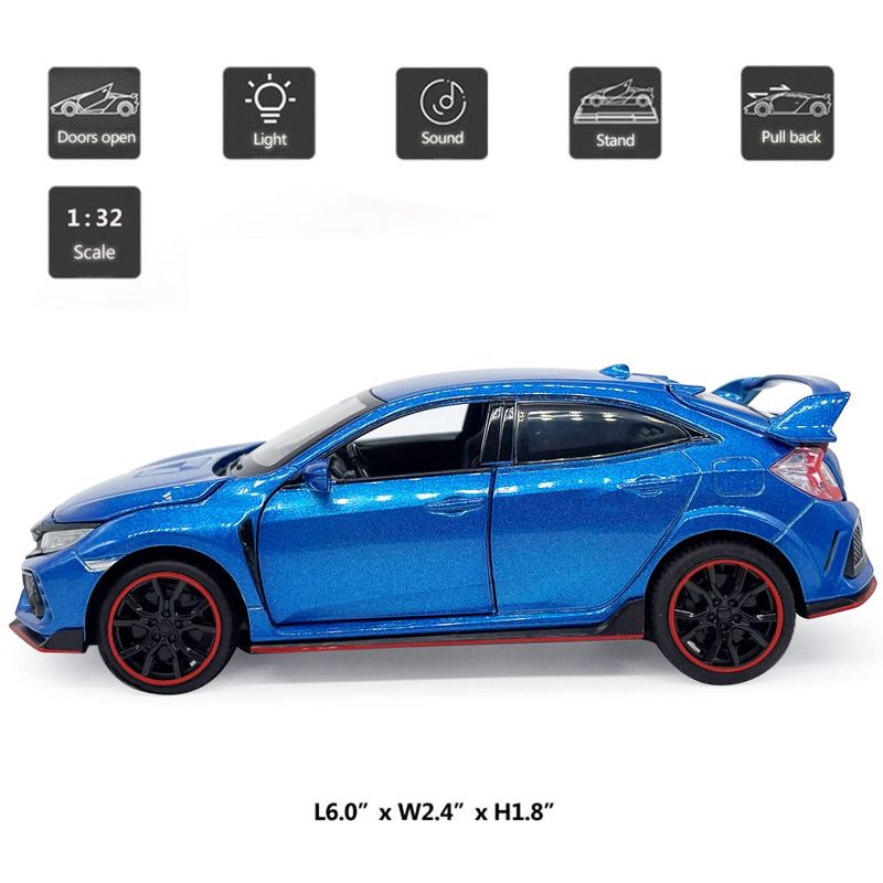 2017 Civic Type R Model Car Hatchback Sports Diecast Toy Cars 1/32 ...