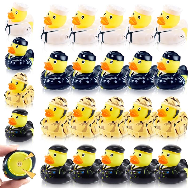 Liliful 24 Pcs Uniform Armed Forces Military Ducks Military Rubber Ducks Cool Rubber Ducks ...