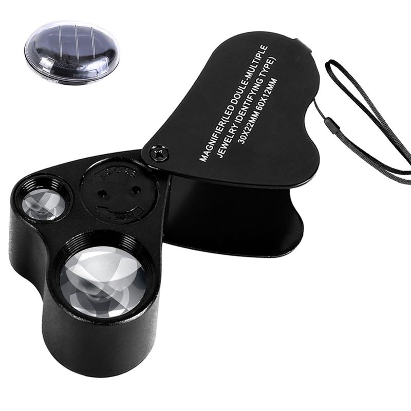 TITKBOW Jewelers Magnifier with Lighting, 30x60x Dual Lenses, Pocket ...
