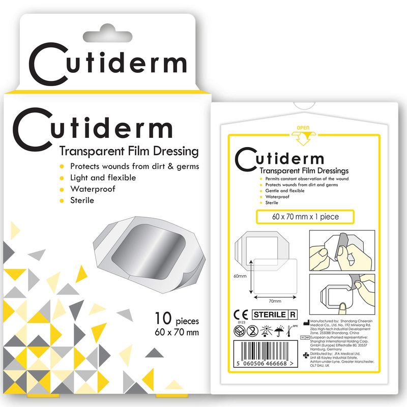 Pack of 10 Cutiderm Transparent Film Adhesive Sterile Wound Dressings ...