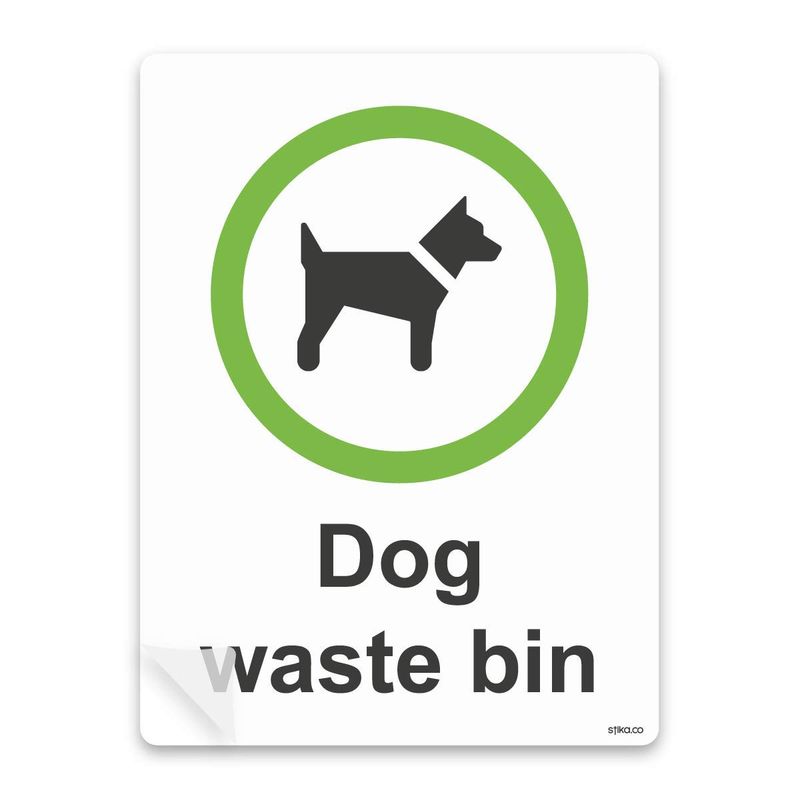 Premium Laminated Dog Waste Bin Self-Adhesive Vinyl Sticker, A5-210 x ...