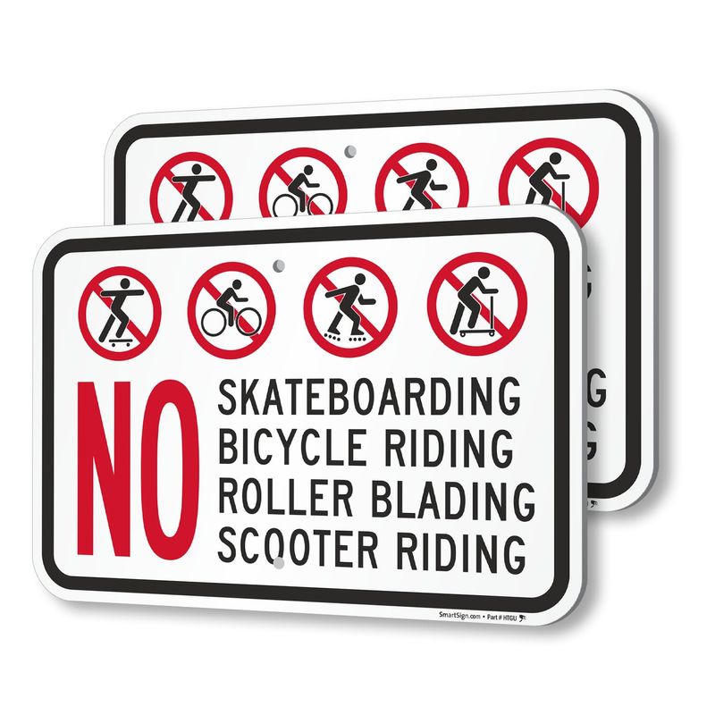 SmartSign No Skateboarding Bicycle Scooter Rollerblading Sign (2-Pack ...