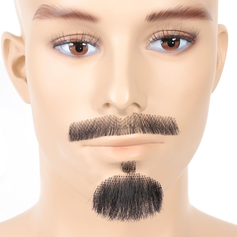 WZAHNNGX 100% Human Hair Full Hand Tied Facial Hair Fake Goatee False ...