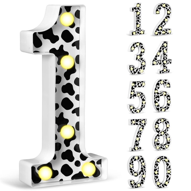 VIHOSE Light Cow Print Numbers Birthday Table Centerpieces Decorations ...