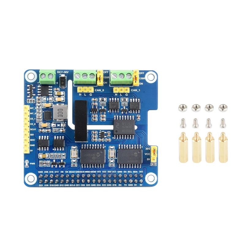 Waveshare 2-Channel Isolated CAN Bus Expansion HAT for Raspberry Pi 5/4/3/Zero Dual Chips ...