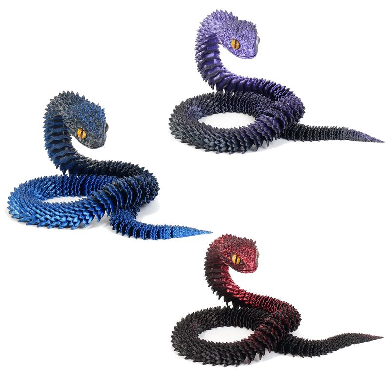 3 PCS 3D Printed Snake, 3D Snake, 3D Printed Animals, 3D Printed Toys ...