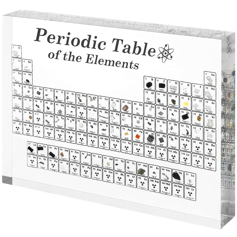 Periodic Table with Real Elements Inside, 6x4.5x1inch Acrylic Periodic ...