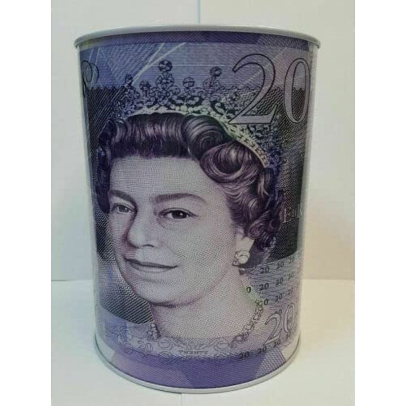 £20 Pound Money Tin Can Box With Printed Piggy Bank Note For Saving ...
