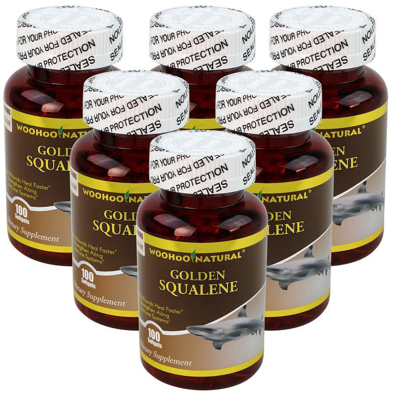 6 x WooHoo Natural Golden Squalene 1000 mg 100 SGels 100% Premium ...