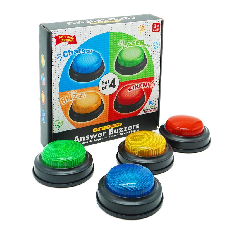 Gelabur Set of 4 Buzzers for Trivia Games, Answer Buzzers for Classroom ...