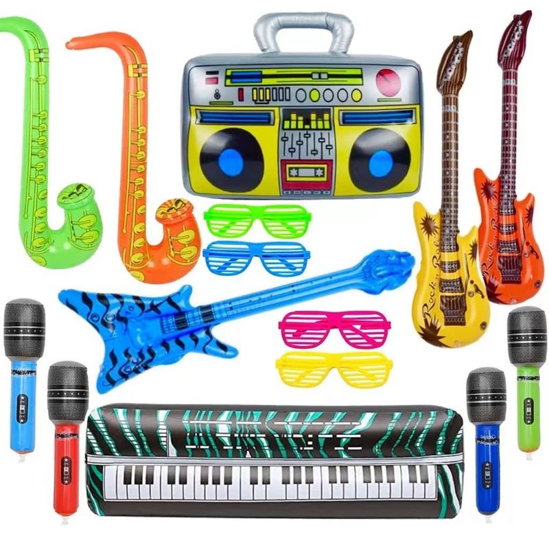Pack of 16 Inflatable Rock Star Toy Set, Inflatable Party Props ...
