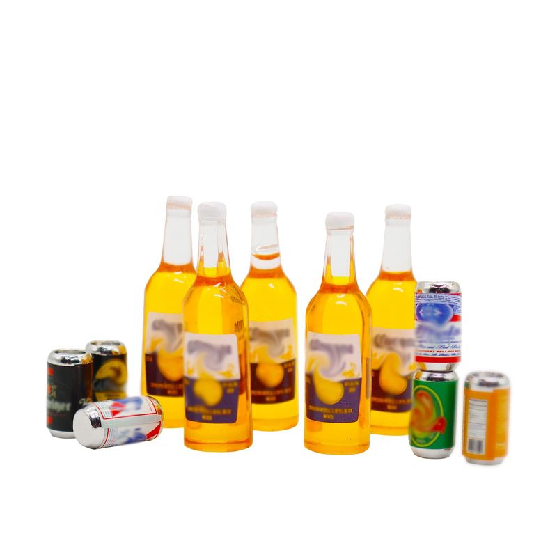 1:12 Scale 11 Pcs Miniature Beer Bottles and Beer Cans Mini House Drink ...